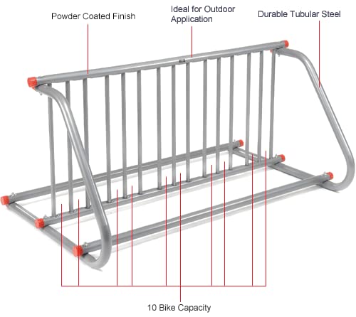 Global Industrial 59-3/4"L Grid Bike Rack, Double Sided, Powder Coated Steel, 10-Bike Capacity