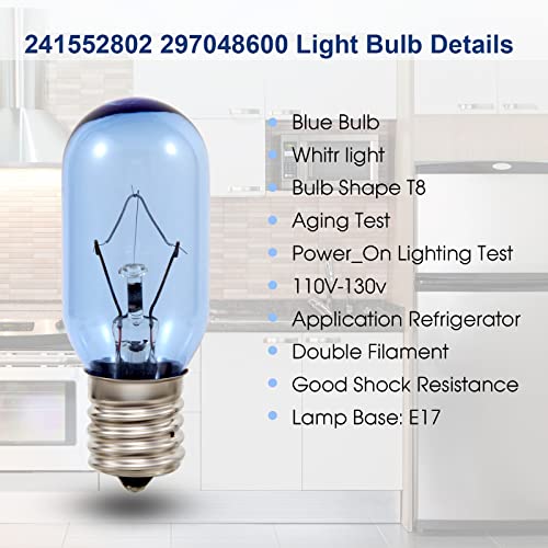 Txdiyifu T8 25W Refrigerator Light Bulb 297048600 241552802 Replacement for Whirlpool KitchenAid Electrolx Kenmore Frigidaire Light Bulb