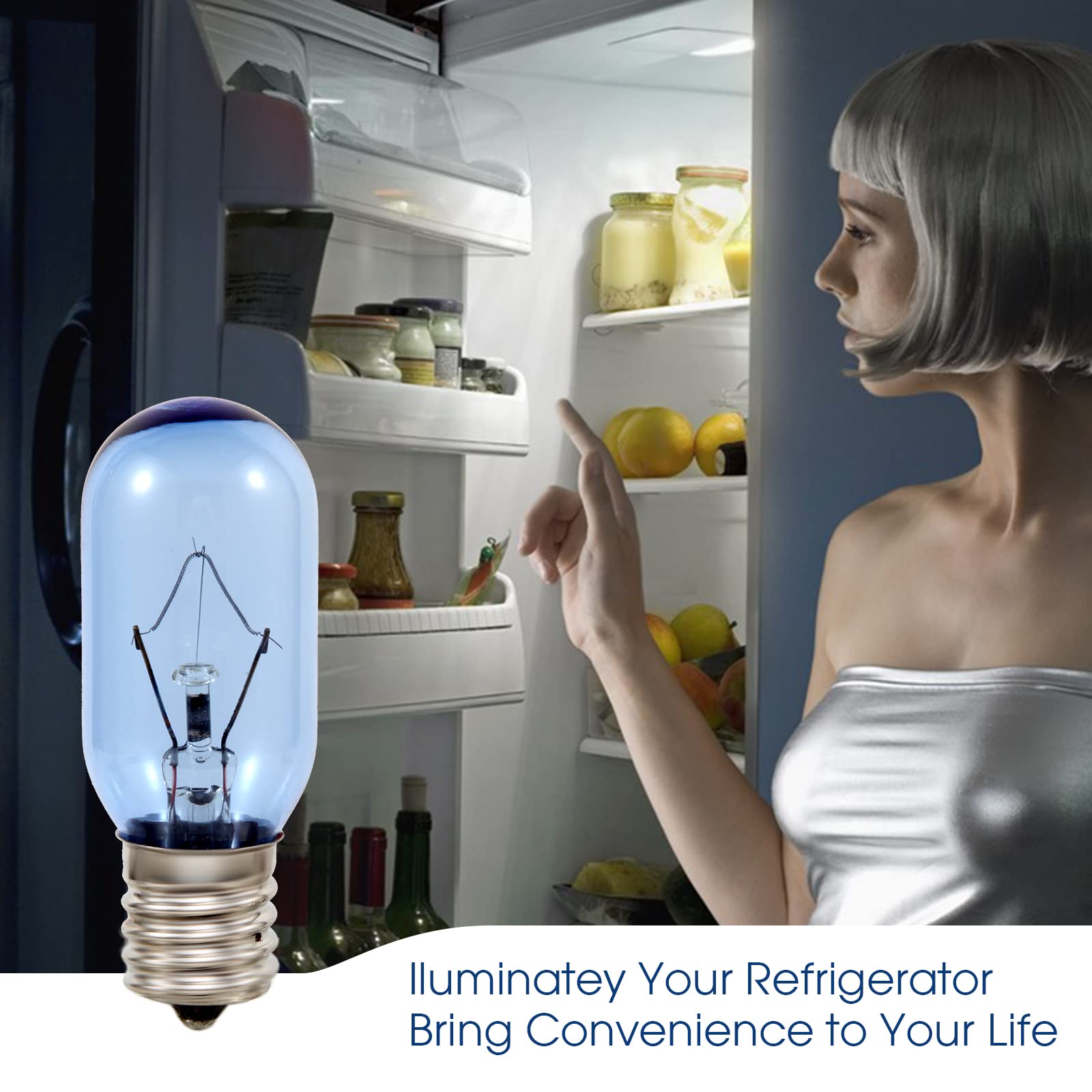 Txdiyifu T8 40W Refrigerator Light Bulb 241552802 297048600 Replacement for Whirlpool KitchenAid Electrolx Kenmore Frigidaire Light Bulb (2 Packs)