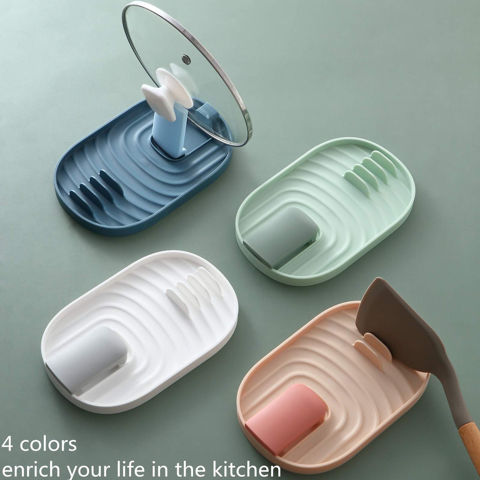 MIUZMORE Pot lid holder spoon rest for kitchen utensil holder,spoon holder and ladle rest for stove top(Pink)