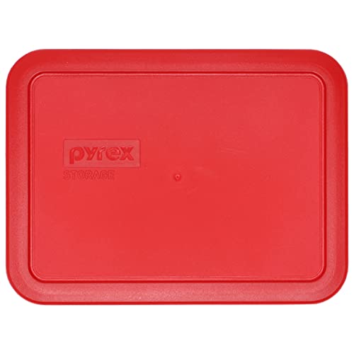 Pyrex 7210-PC 3-Cup Poppy Red Plastic Food Storage Replacement Lid, Made in USA - 4 Pack
