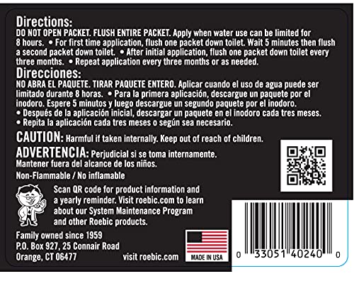 Roebic AOP Air-O-Paks for Aerated Septic Systems, Dissolves in Water to Degrade Grease, Proteins, Soaps and Chemicals, Contains Four 8-Ounce Packets, 8 Ounce