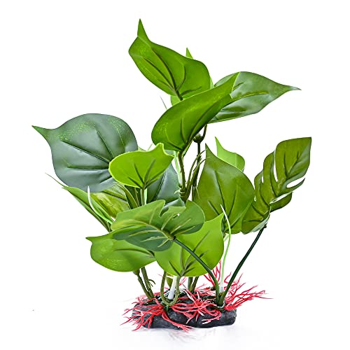MRTIOO Reptile Artificial Plants, Terrarium Plants Decorations Supplies, Rainforest Ground Plant, Amphibian Habitat Hideout Tank Accessories (L)