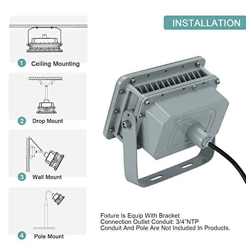 Sokply LED Explosion Proof Light UL844 Certified 250W 35000LM(1000W HPS Eqv.), Class I Division II Hazardous Locations Luminaires Warehouse Lighting 100-277V, IP66 A4 Series