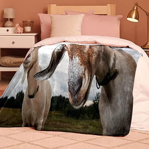 Throw Blanket Lightweight Microfiber Fleece Blanket,Goats,Soft Cozy 59.0x78.7 Bed Blankets