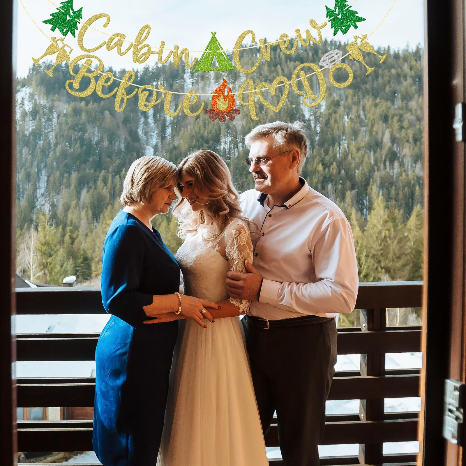 Qttier Cabin Crew Before I Do Banner, Camping Bachelorette Banner, Mountain Bachelorette Decorations, Camp Themed Bridal Shower Party Decor, Last Trail Before the Veil, Gold & Green Glitter