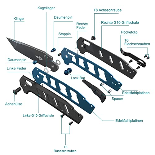 OKNIFE Rubato Pocket Knife, Tanto Style EDC Folding Knife with 154CM Stainless Blade and G10 Handle for Camping Indoor and Outdoor Activities (Black)