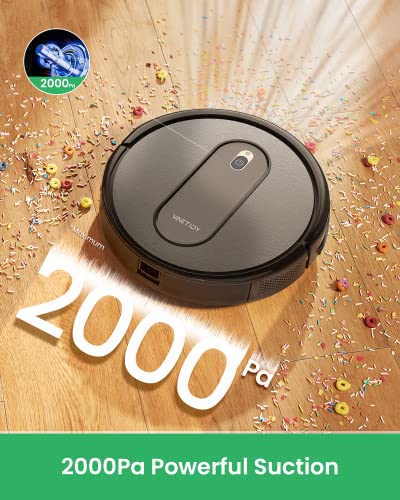 Vactidy Nimble Robot Vacuum Cleaner, 2000Pa Strong Suction Robotic Vacuums, Super Slim, Quiet, Schedule Setting, Self-Charging, App/WiFi/Alexa/Siri Control, Ideal for Hard Floor, Carpet, Pet Hair