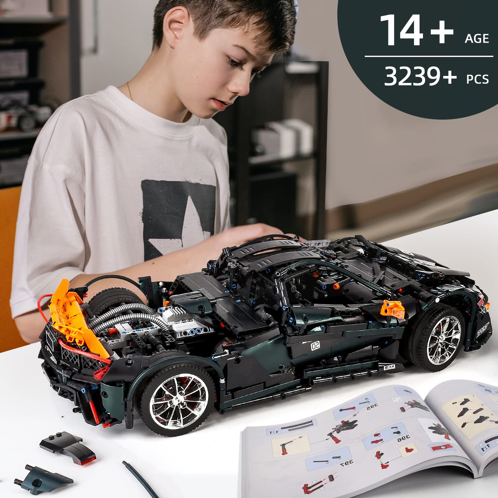 Mould King 13091 Technology Racing Car Building Kits,Sports Car Building Blocks,MOC Vehicle Construction Set Gift for Assembly Toy,2299 Pieces