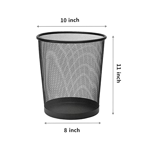 SHSYCER Black Mesh Trash Cans 4 Gallon, Mesh Office Trash Can 10 Pack, Metal Wire Wastebaskets, Waste Basket Trash Can, Small Trash Cans,Recycling Garbage Container Bin for Office, Home, Bedroom