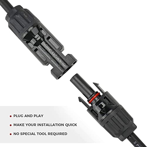 PFCTART Y Branch Solar Wiring Connector Plug, Panel Splitter Connectors and Wires Accessories Charge Controller Kit Solar Cable for Combiner Box (12AWG 1 Pair M/FFF+F/MMM)