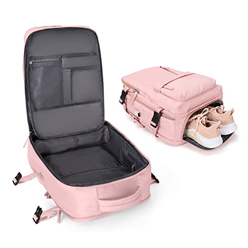 VGCUB Carry on Backpack,Large Travel Backpack for Women Men Airline Approved Gym Backpack Waterproof Business Laptop Daypack,Pink Large