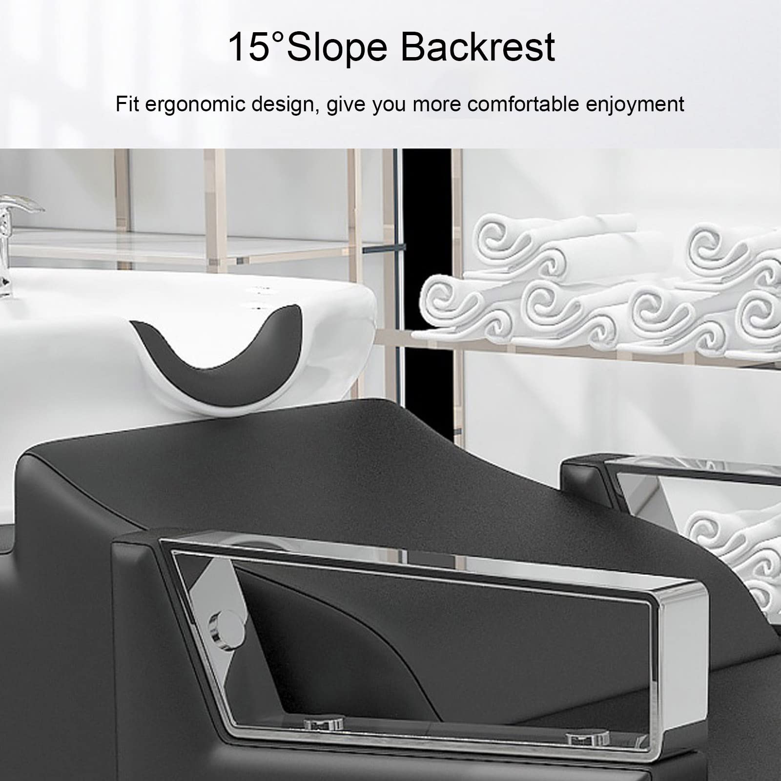 ReligWan Dedicated semi-Lying Minimalist Shampoo Bed,Shampoo Barber Backwash Chair, Ceramic Shampoo Bowl Sink Chair, for Spa Beauty Salon Equipment (I)
