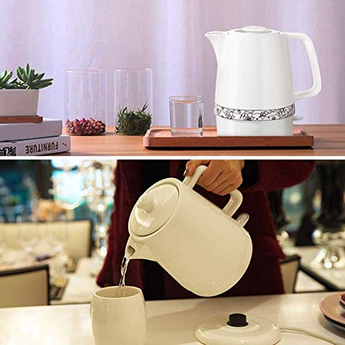 SieHam Kettles,Ceramic Cordless Kettle Teapot-Retro Red 1.7L Jug, 1850W Water Fast for Tea, Coffee, Soup, Oatmeal-Removable Base, Boil Dry Protection/D
