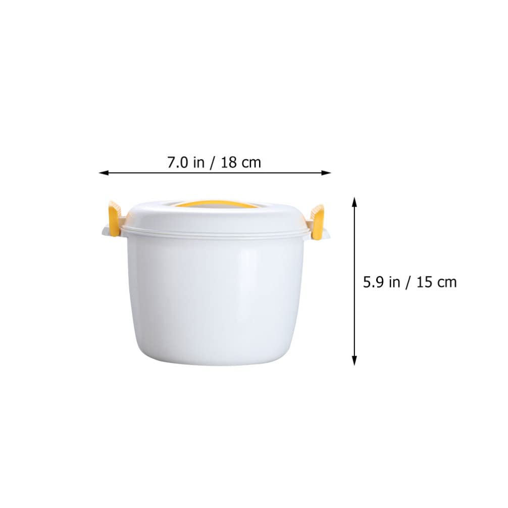 Microwave Cooker Microwave Rice Cooker Rice Steamer: Round Microwave Food Container Microwaveable Rice Pasta Cooker Includes Spoons Microwave Rice Steamers for Rice Chicken Pasta 2L Soup (Color : Yel