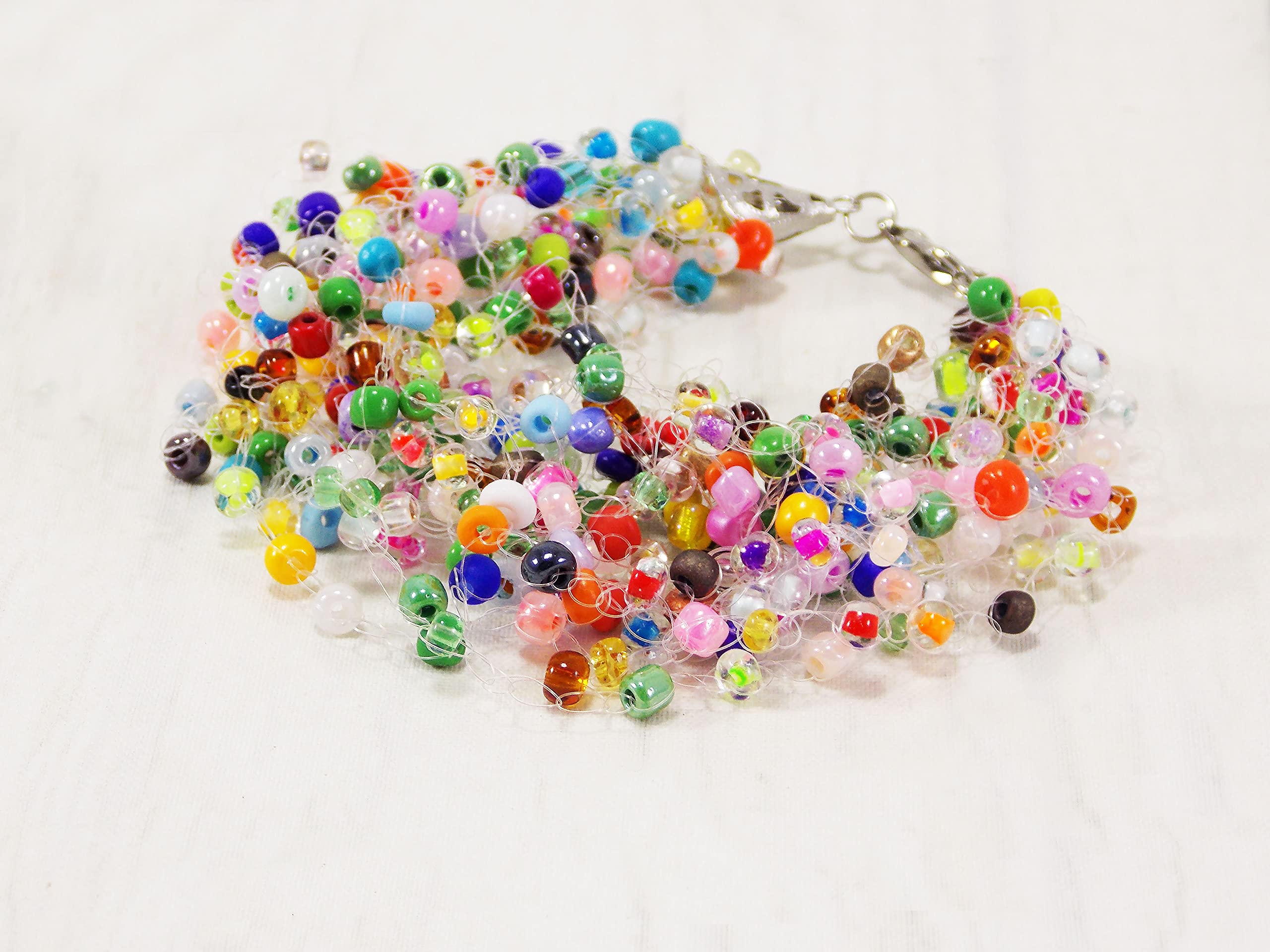 Handmade Rainbow Multi Strand mix big beads bracelet Bohemian Fashion Summer 2021 Trend Gift Under 25 Sunday Fun day wear