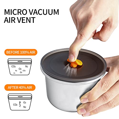 Stainless Steel Metal Food Storage Containers with Lids 440 * 3 Food Preservation Lunch Box Containers Leak-proof Light Easy Set with Air Vent Snack Boxes for People, Kitchen Storageā¦