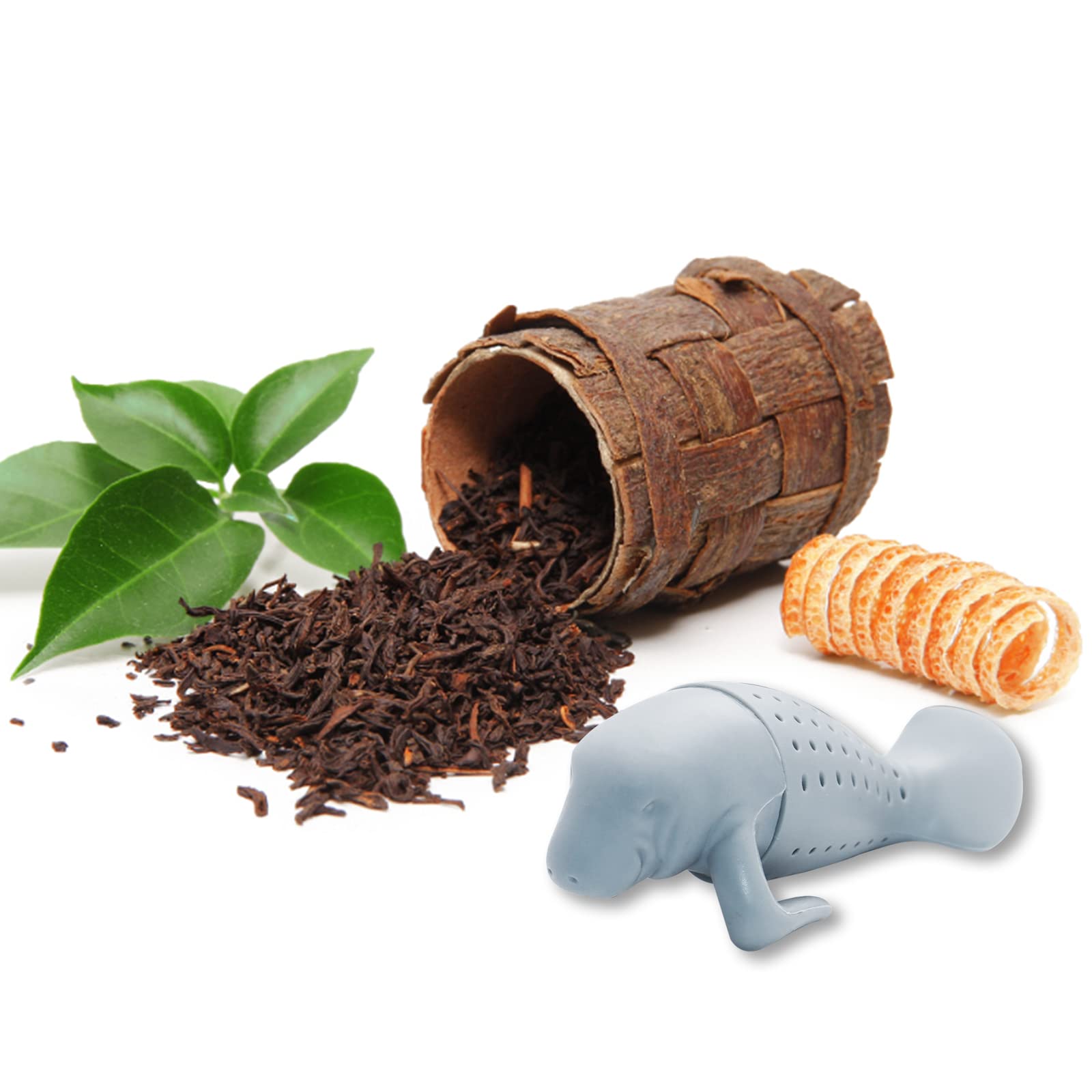 Manatee Tea Strainer, Silicone Tea Infuser, Cute Loose Leaf Tea Steeper Set for a Mug or a Cup, Gift for Tea Lovers, 1 Loose Leaf Tea Strainer