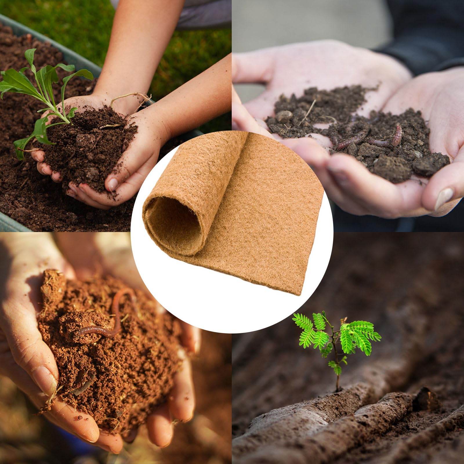 Worm Blanket for Composter, 4Pcs 23.62 * 23.62 inch Worm Blanket, Jute Fibre for Compost Bin Keeps The Worms Dark & Moist & Warm,Worms for Composting Worm Farm Kit