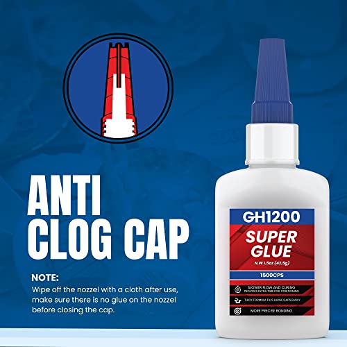 Super Glue 85g (42.5g × 2) SuperGlue All Purpose with Anti Clog Cap, 100 Pcs Gloves and Microtips 3 Oz Pack of 2 (1.5 x 2)