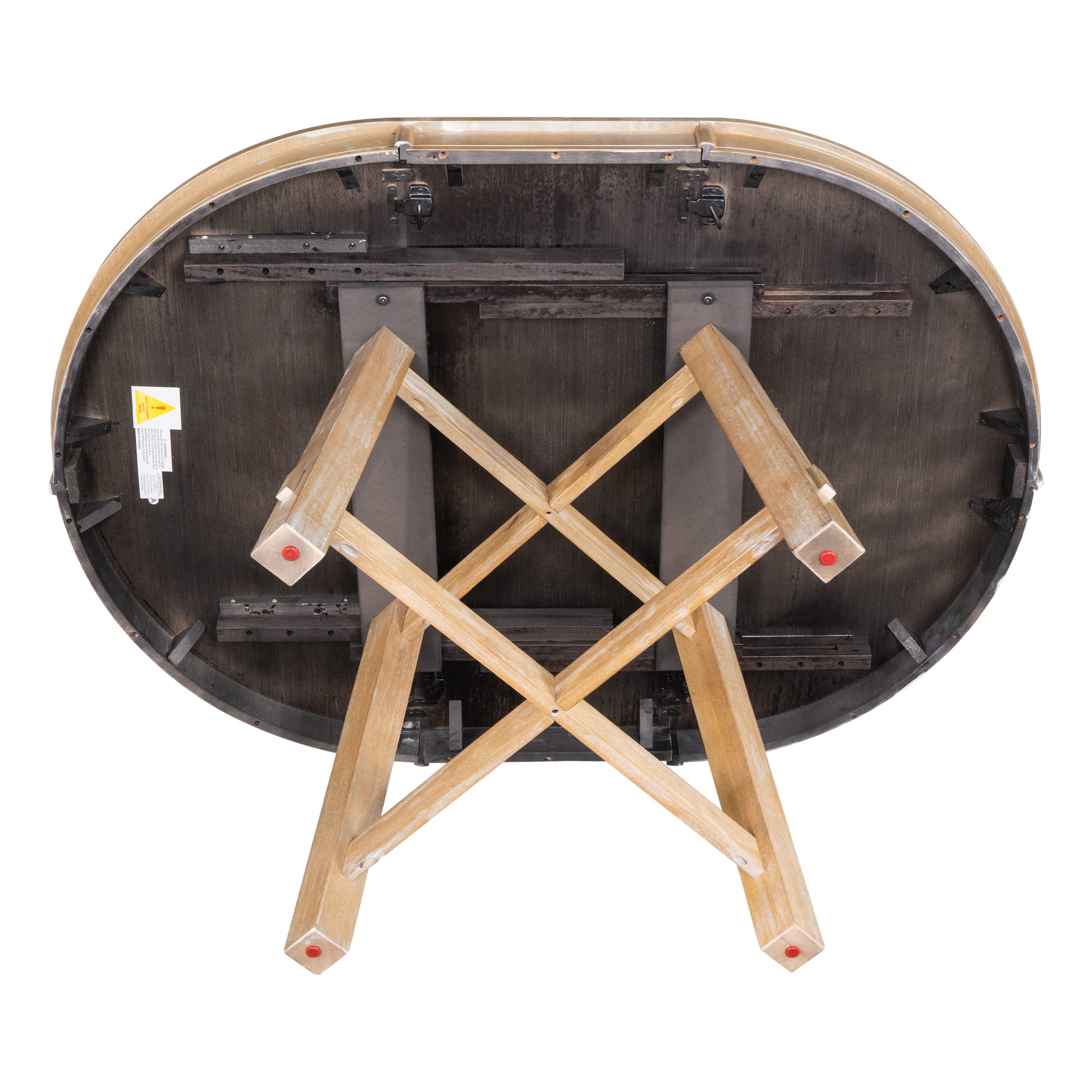 Voohek Round Extendable Dining Table, with 16" Traditional Rustic Drop Leaf, for Farmhouse Kitchen Room Decor, Natural Wood