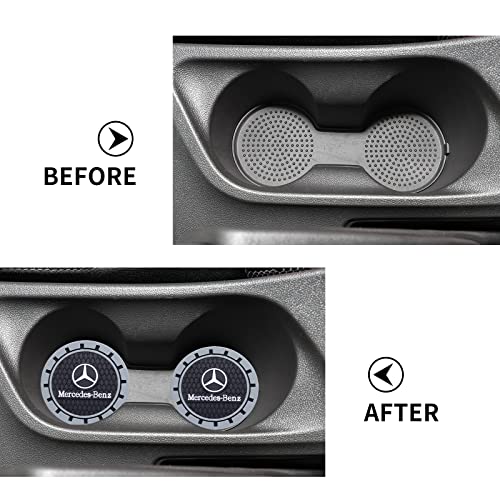 Tinemin Car Cup Coaster, 2PCS Universal Non-Slip Cup Holders, Compatible with Mercedes Benz Series Car Cup Holder Coasters,Car Drink Coaster Holder Accessory, Black