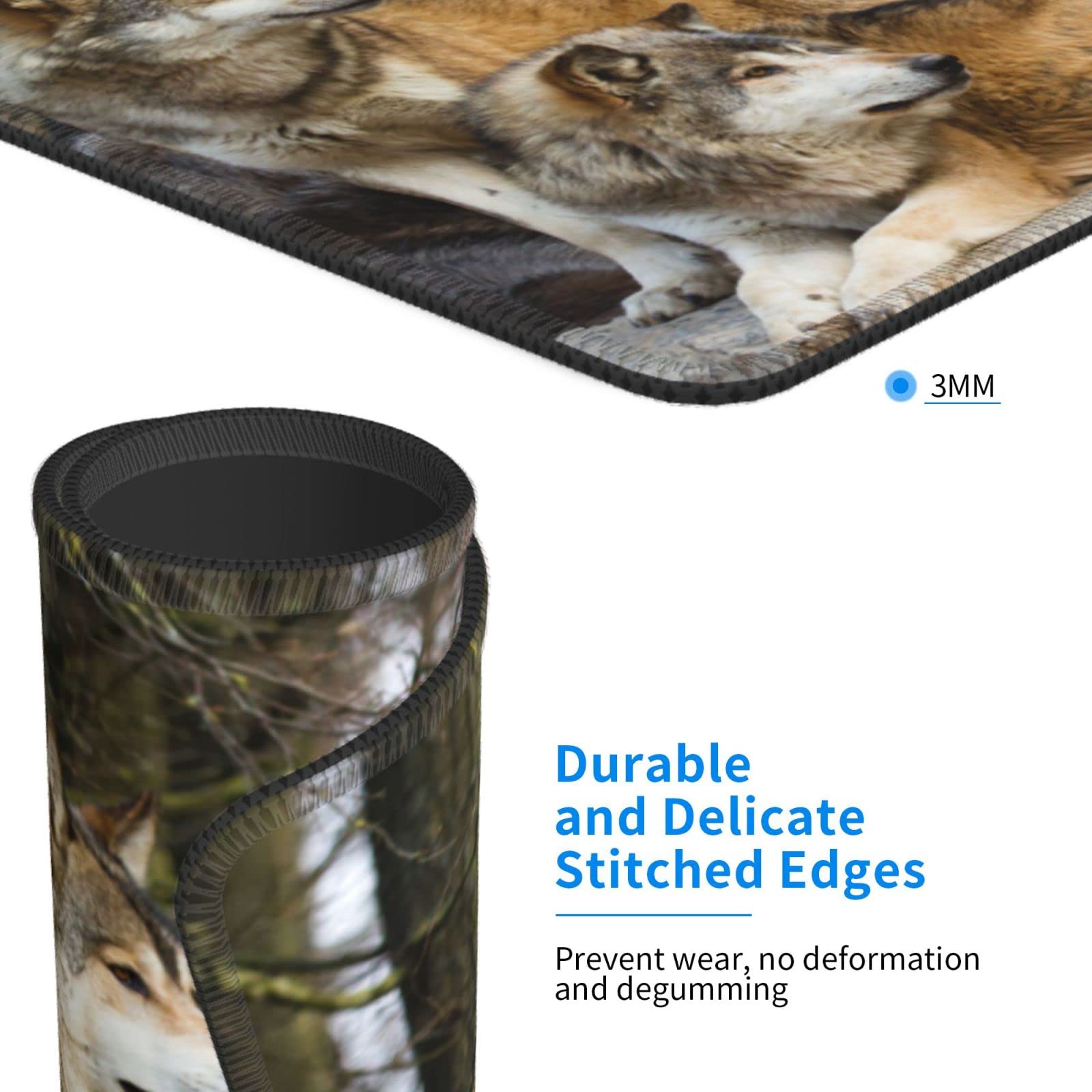 Handsome Wild Wolves Mouse Pad Anti-Slip Forest Natural Animal Artistic Print Gaming Mouse Pad for Laptops Office Computer Mouse Pads 7.9" x 9.5"