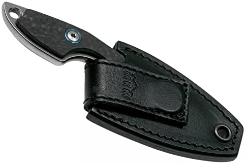 MKM Maniago Knife Makers MIKRO 2 Sheepsfoot Fixed Blade Neck Knife and EDC Tool - M390 Super Steel, Full Tang, Designed by Jesper Voxnaes, Made in Italy (Carbon Fiber)