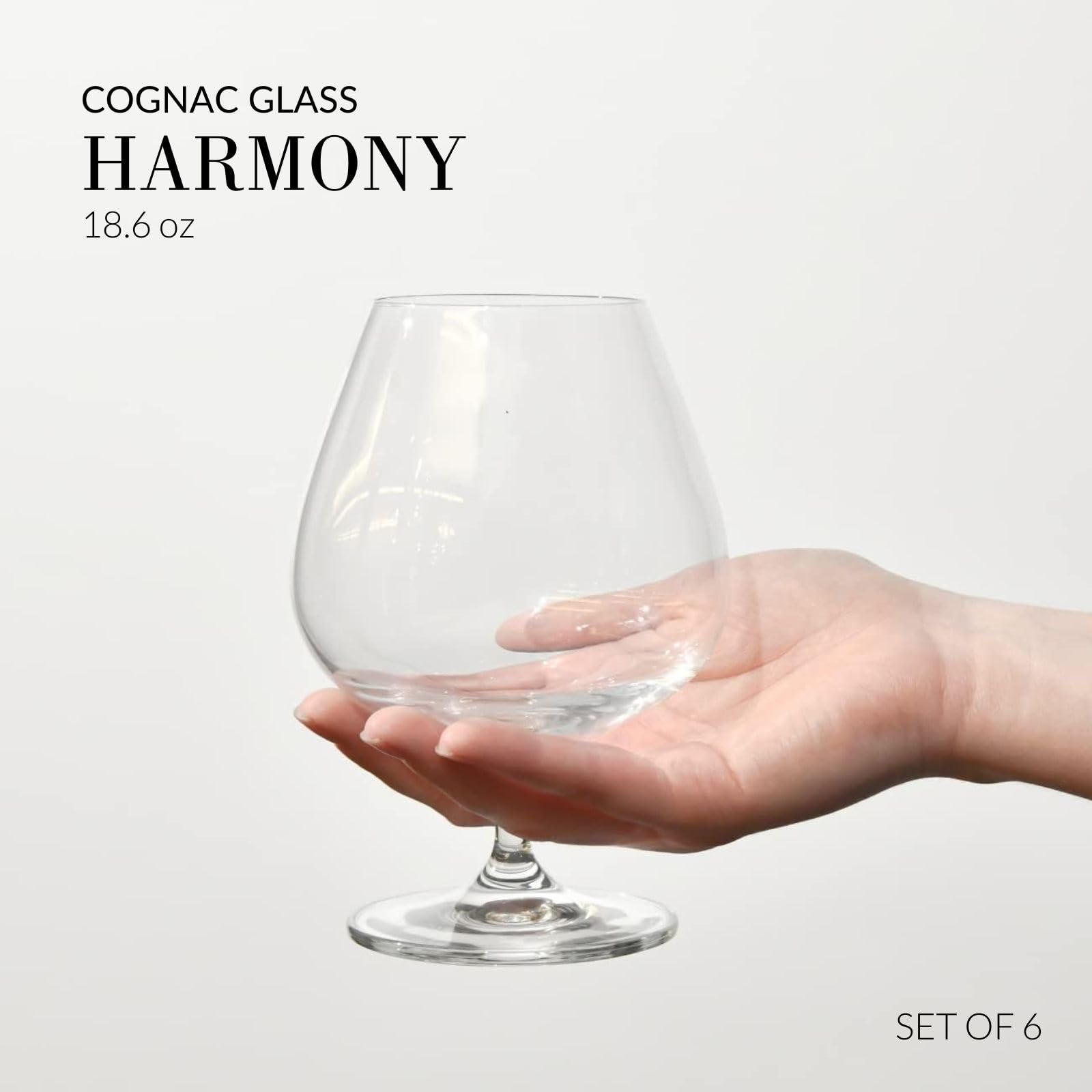 Krosno Brandy Cognac Snifter Glasses | Set of 6 | 18.6 oz | Harmony Collection | Perfect for Home Restaurants and Parties | Dishwasher Safe | Gift Idea | Made in Europe