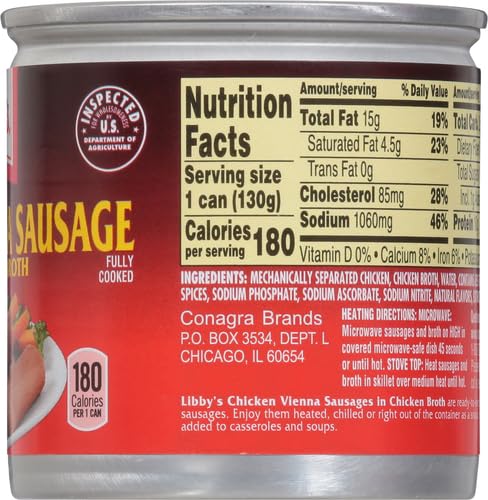 Libby's Chicken Vienna Sausage in Chicken Broth, Canned Sausage, 4.6 OZ