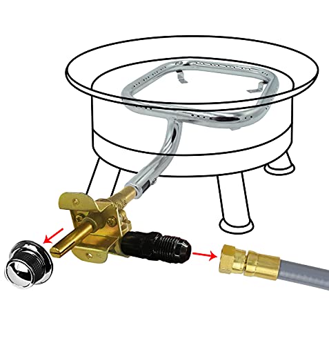 MENSI 10FT Natural Hose Gas Conversion Kits for Outland Living Portable Propane Fire Pits 3/8" Quick Connect Disconnect Coupling and Valve - Certified for 780/864 NGCK Manual Ignition Firebowls
