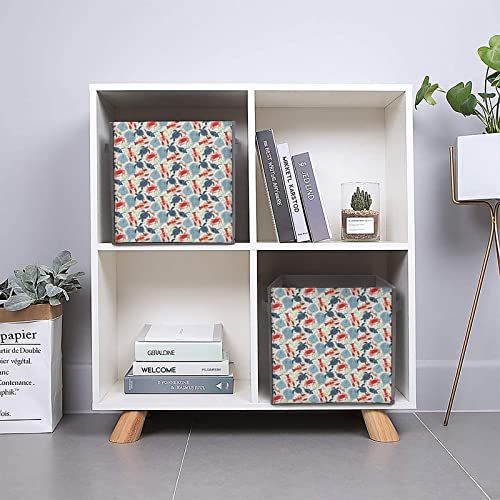 Sea Turtle Crayfish Collapsible Storage Bins Basics Folding Fabric Storage Cubes Organizer Boxes with Handles