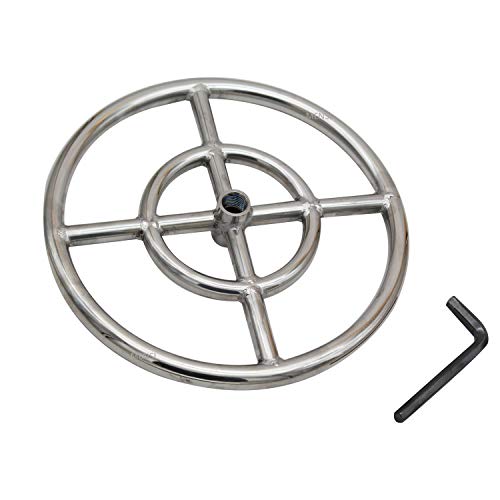 MENSI 12" Stainless Steel Double Fire Ring Burner for Gas Fire Pit 92,000 BTU