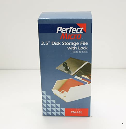 Perfect Micro 3.5" Holds 48 Floppy Diskette Disks Storage Holder w/ Lock PM-48L