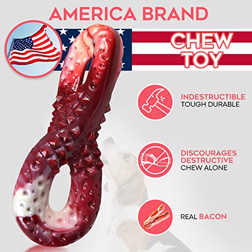 VANFINE Dog Bones for Aggressive chewers Dog Toys for Large Dogs 8-Shaped Rolling Design Bone Interactive Tough Dog chew Toys for Aggressive chewers Large Breed Indestructible Small Medium Dogs Nylon