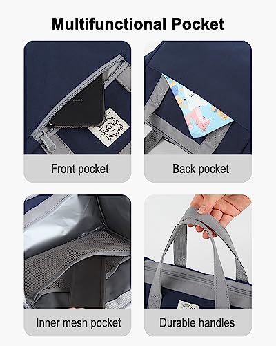 GOX Lunch Bag Women, Insulated Leakproof Lunch Boxes for Men, Large Capacity Reusable Lunch Container for Work Office Picnic or Travel (Navy)