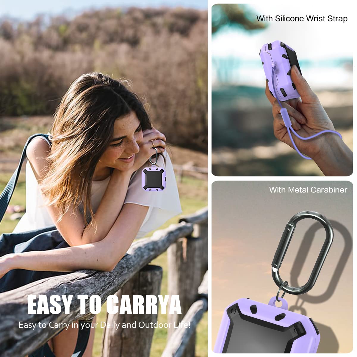 Secure Lock Case for Beats Fit Pro 2021, Anti-Scratch Hard Shell Protective Cover for Beats Fit Pro Case with Fashion Candy Keychain (Purple)