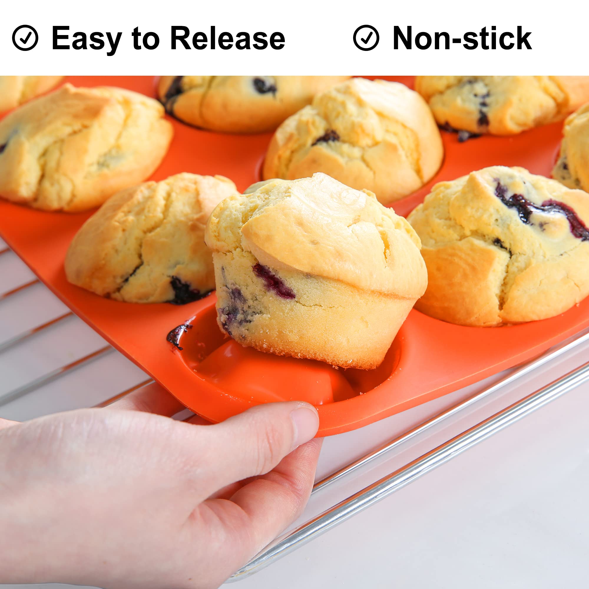 MMMAT Silicone Muffin Pan - Best German Silicone - 12 Cups Silicone Cupcake Pan - Non-Stick Silicone Baking Pan, Food Grade, BPA Free, Dishwasher Safe - Perfect for Egg Muffin, Corn Bread, Cupcakes