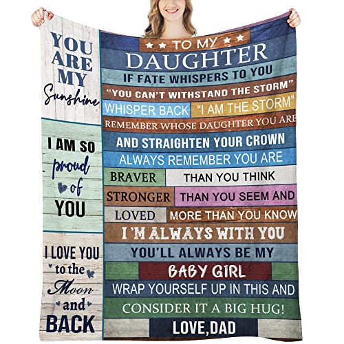 UHANKRU Daughter Gifts for Daughter from Dad, Daughter Blanket from Dad, Graduation Birthday Gifts for Daughter, Father Daughter Gifts, to My Daughter Blanket Throw 60"x50"