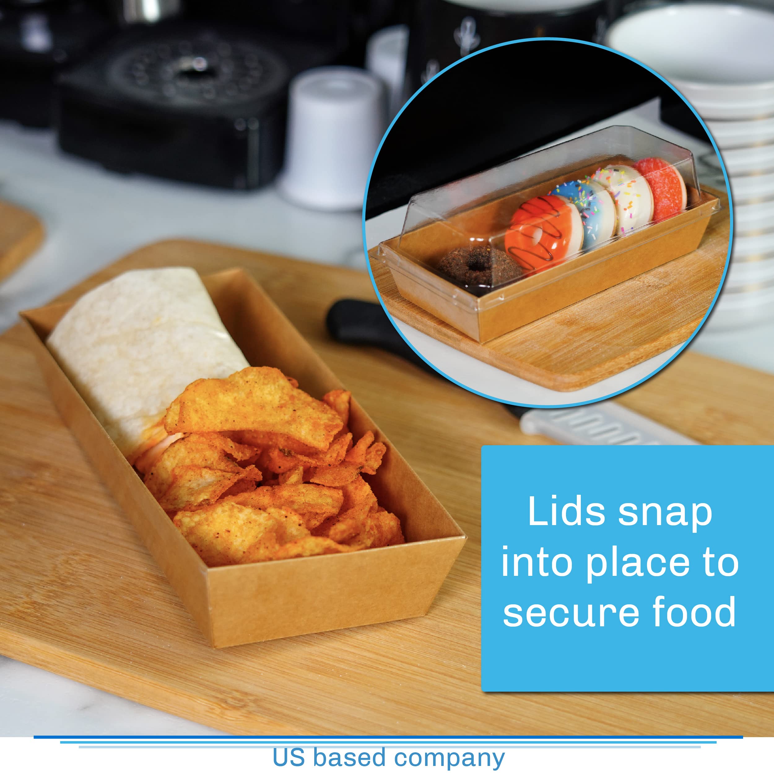 Lot45 Sandwich Paper Craft Box with Lid - 30pk 7.5in Long Sushi To Go Boxes Disposable Food Containers with Lids