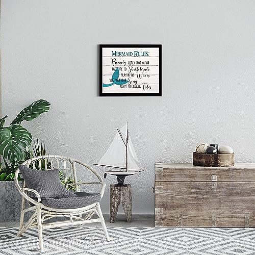 Mermaid Rules - Inspirational Beach Wall Art, Distressed Wood Design Ocean Wall Decor Print, Ideal Wall Decor For Home Decor, Bedroom Wall Art, Great House Decor, Office Decor, Unframed - 10x8