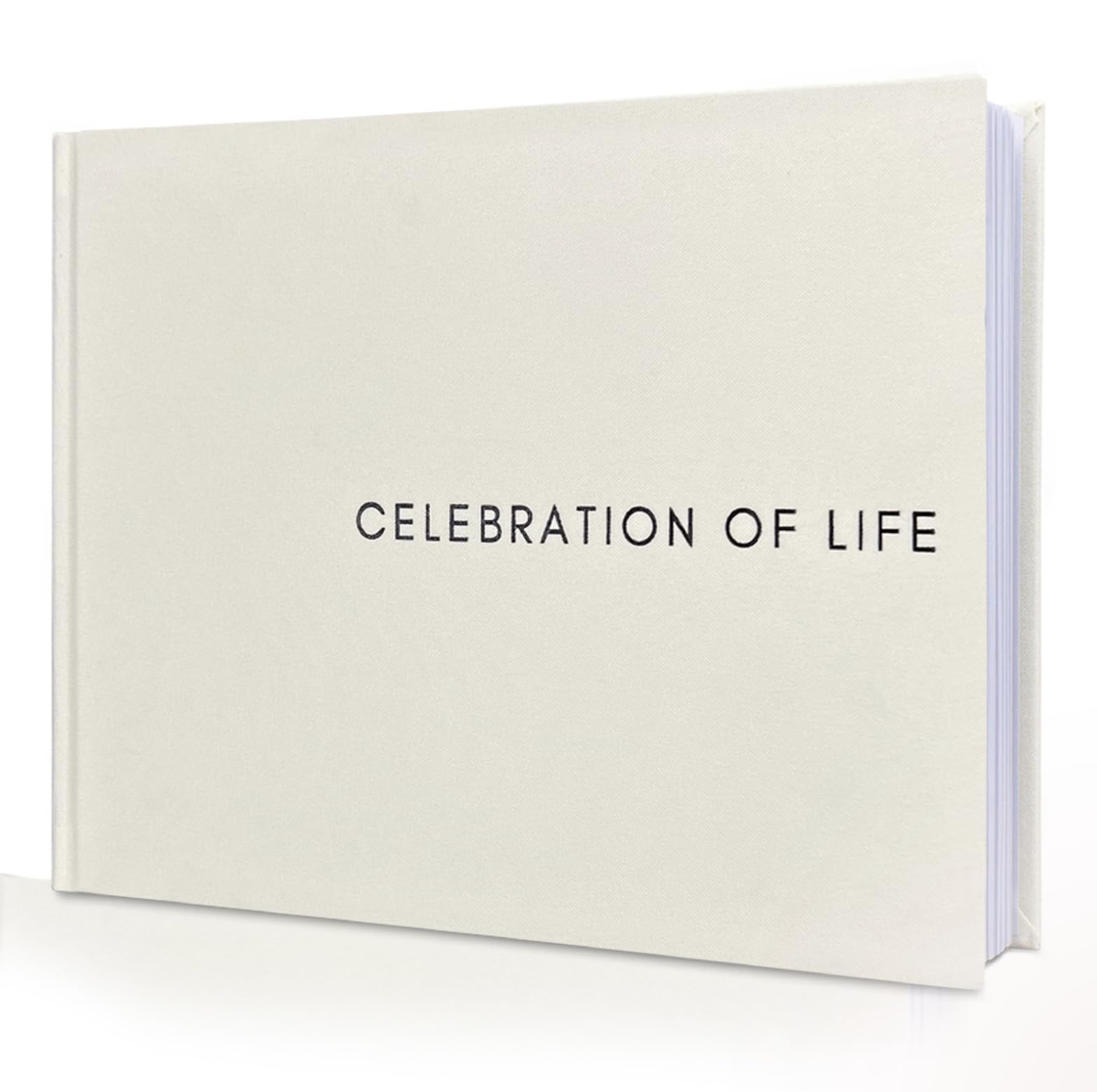 VEX ECOM LTD. Timeless Linen Funeral Guest Book Set - Premium Hardcover Funeral Book, Celebration of Life Guest Book, Memorial guest book, funeral sign in book, Guest Book for Funeral- Pen, Table Sign