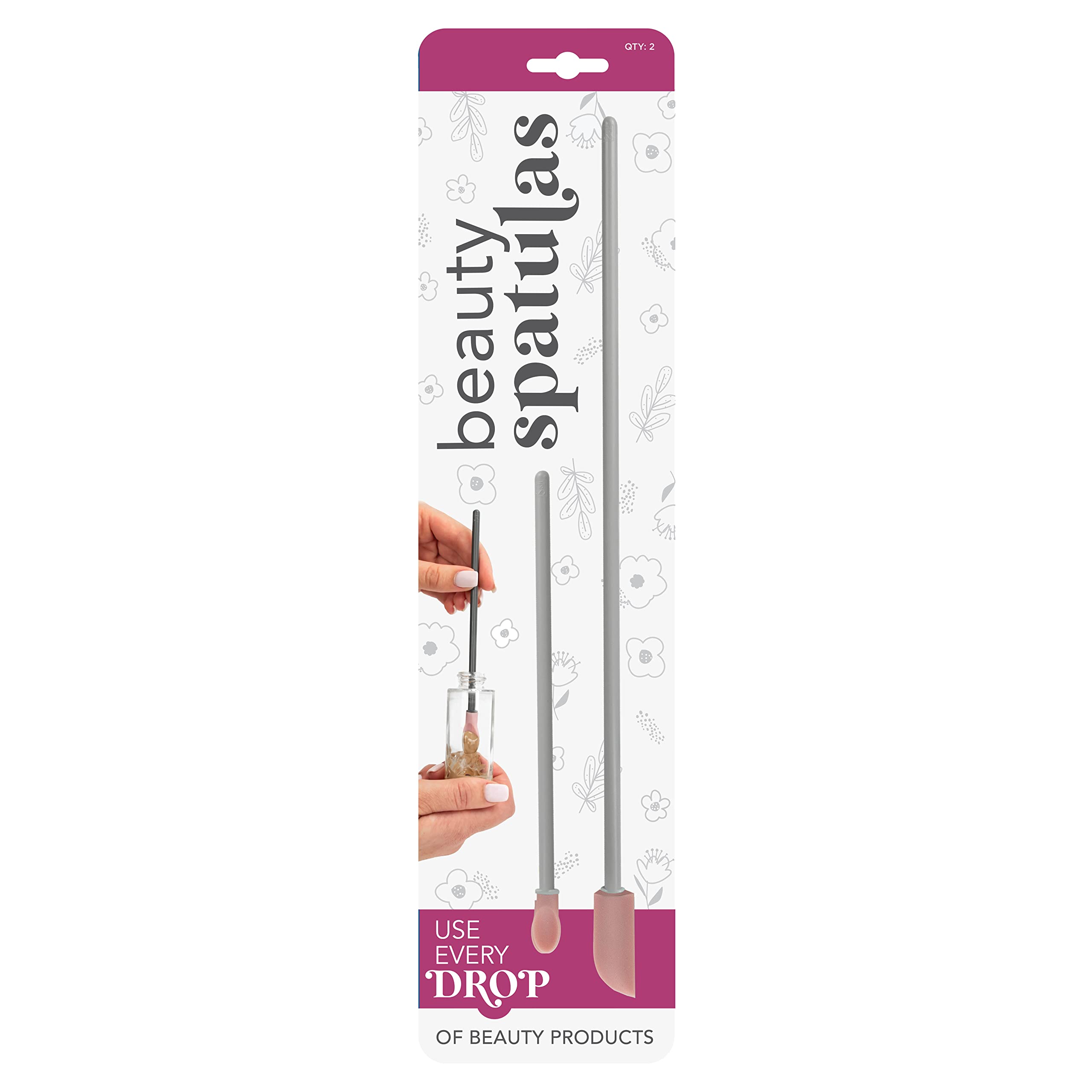 S&T INC. Makeup Spatula and Spoon, Large Cosmetic Spatula and Mini Spoon for Skin Care, 2 Piece Set, Mauve/Gray