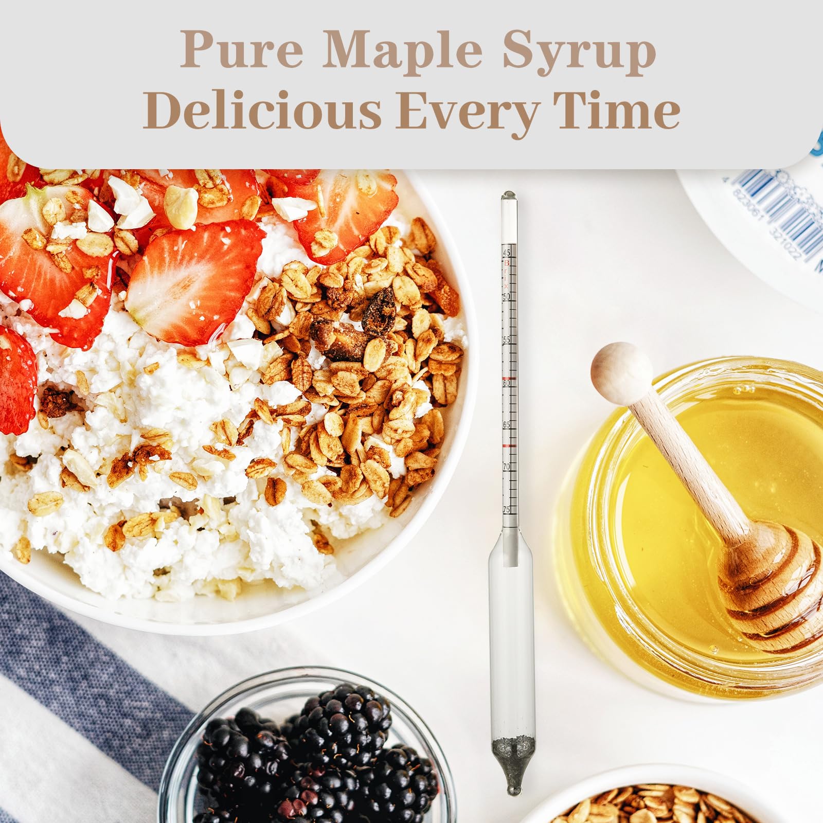 Maple Syrup Hydrometer, Baume and Brix Scale, Maple Syrup Density Kit Syrup Hydrometer for Measure Sugar and Moisture Content (Density) of Boiled Sap
