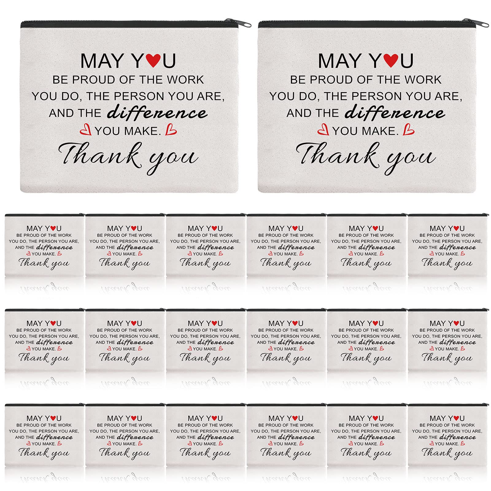 Sabary 30 Pcs Inspirational Makeup Bag Cosmetic Bag Positive Affirmation Toiletry Bag Thank You Farewell Gifts for Women Employee Coworker Colleague Nurse Teacher Birthday Gifts(Appreciation)