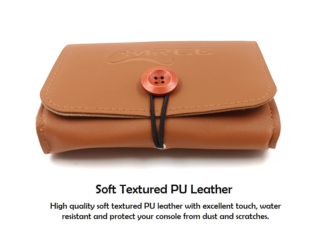 MRGC PU Leather Case Carrying Bag for Nintendo GBA / GBC / GBP, Anbernic RG351V, Retroid Pocket 1 - Portable Travel Case, Protective Pouch for Handheld Retro Game Console (Brown)