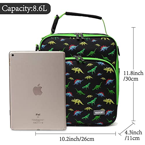VASCHY Cute Dinosaur Backpack and Large Insulated Lunch Bag Bundle