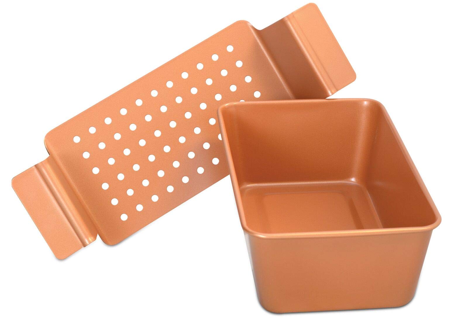 Meatloaf Pan professional Healthy Non-Stick Copper Coating 2-Piece With Removable Tray Drains