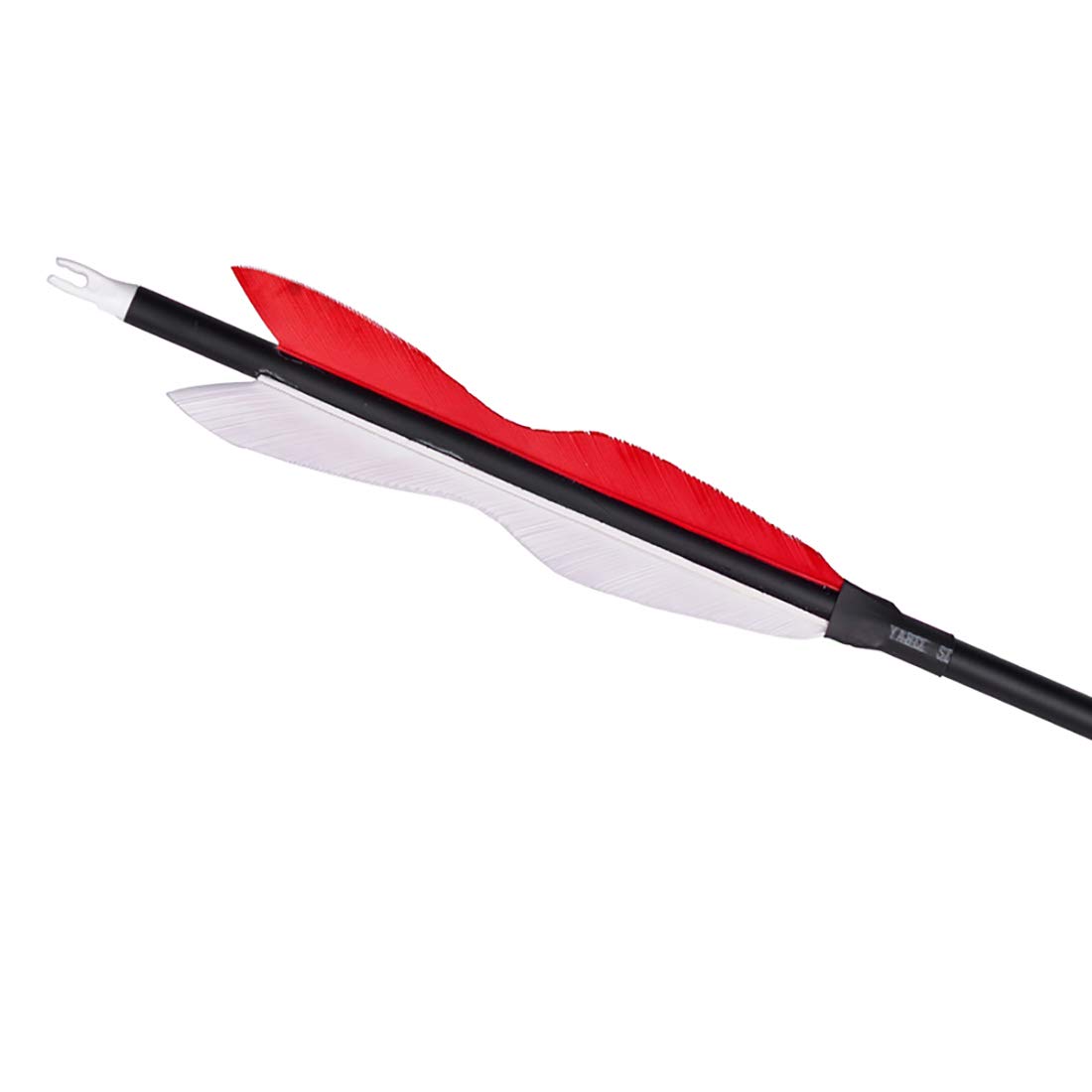 HRCHCG 12pcs 32Inch Carbon Arrow Practice Hunting Arrows Turkey Feather Fletching with Replaceable Tips for Recurve Bow (Red with White)