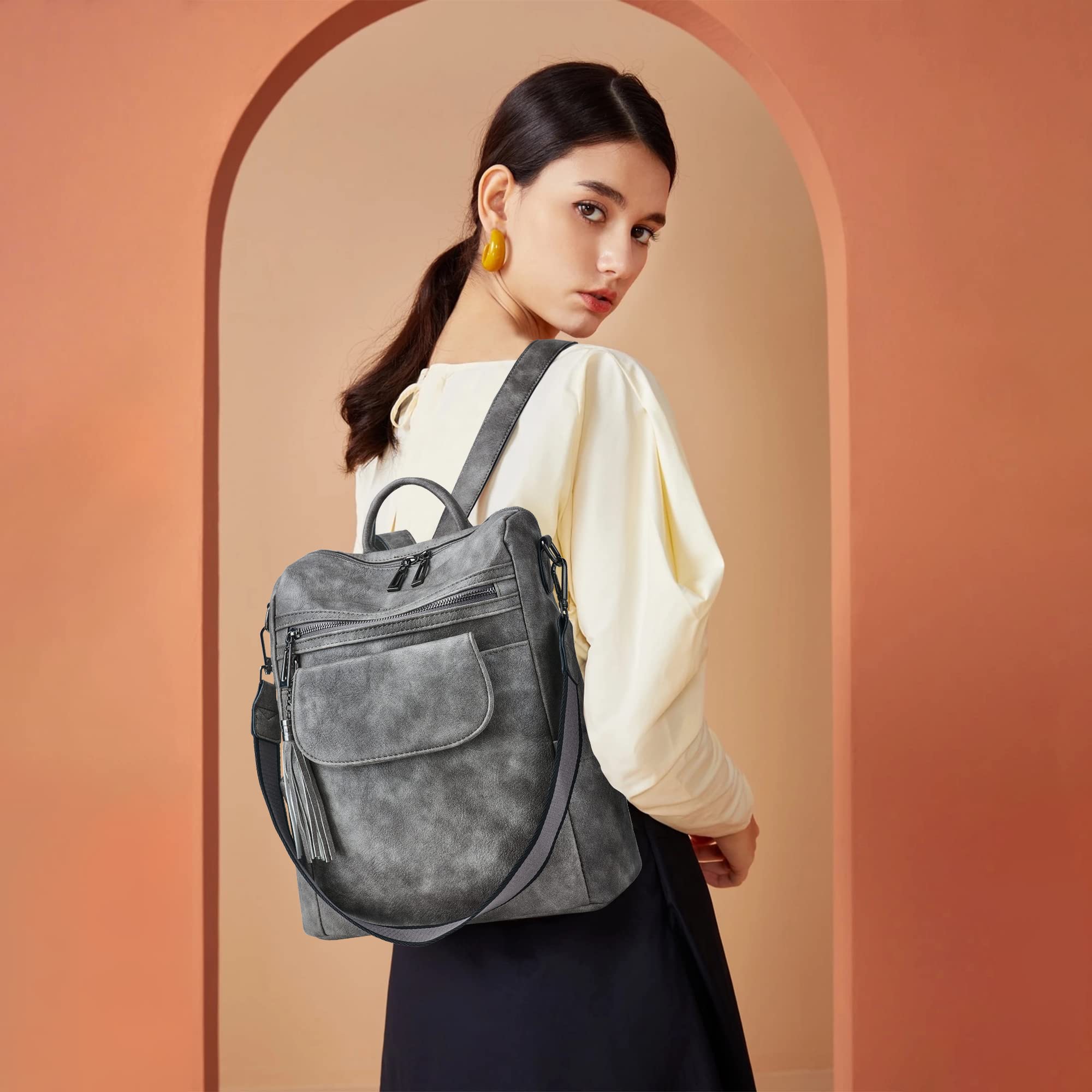 Mroede Backpack Purse for Women Fashion Design Leather Backpack Purse Shoulder Bag for Shopping Hiking Travel
